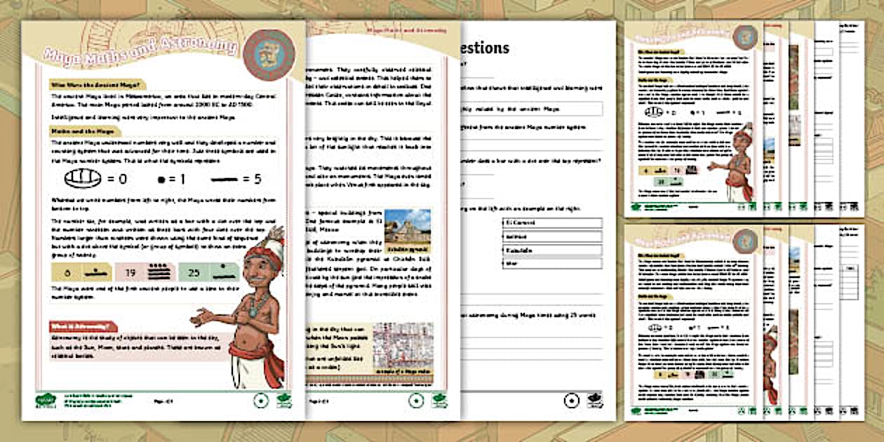 Maya Maths and Astronomy Non-Fiction Reading Comprehension